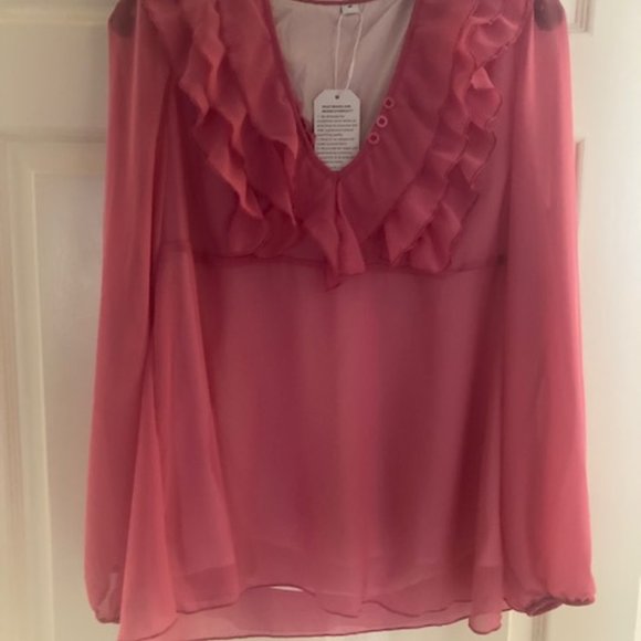 Elfoe | Tops | Luxe Ruffled Sheer Longsleeved Top | Poshmark